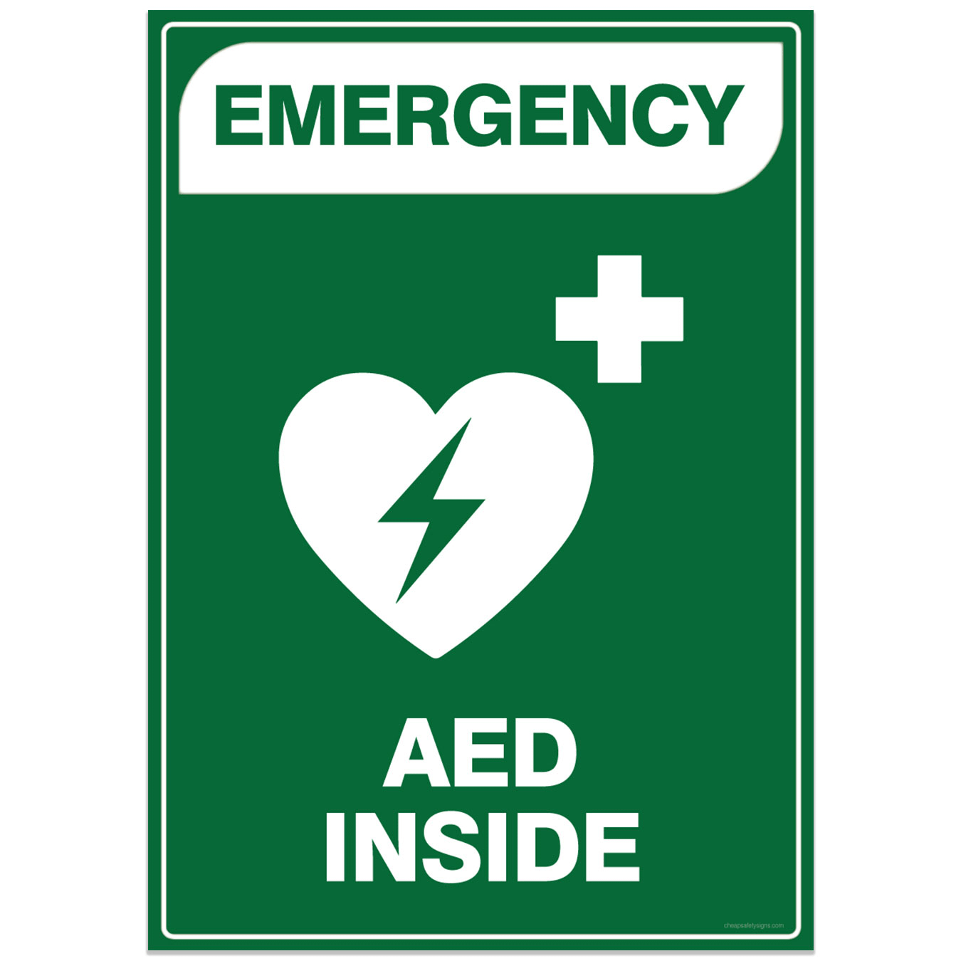 Emergency AED Inside (with Pictogram) Portrait Safety Sign (digital ...